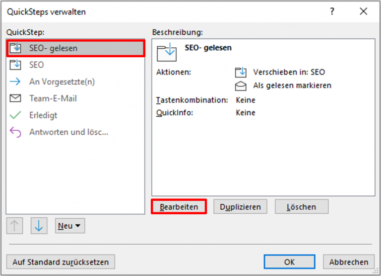 Outlook QuickSteps: Erstellen & bearbeiten [Anleitung]