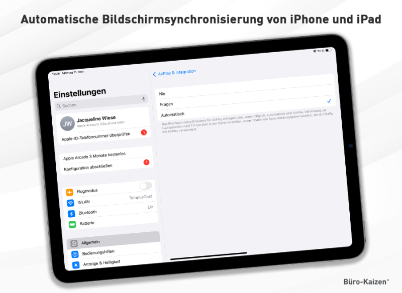 Bildschirmsynchronisierung iPhone & iPad: Den Bildschirm übertragen
