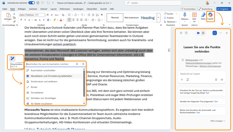 Anleitung für den Copilot in Word: Was die KI in Word alles kann