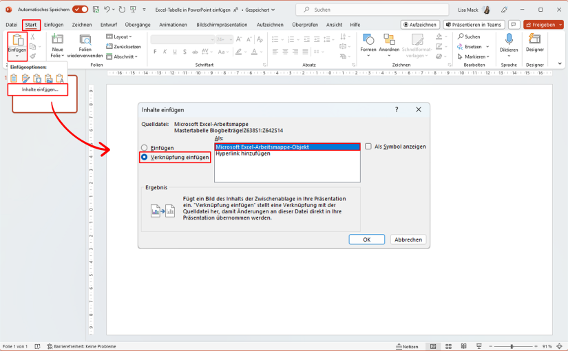 Verknüpfung Excel-Powerpoint – Powerpoint Link Zu Excel – IXXLIQ