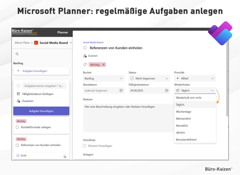Microsoft Planner regelmäßige Aufgaben anlegen (Anleitung)