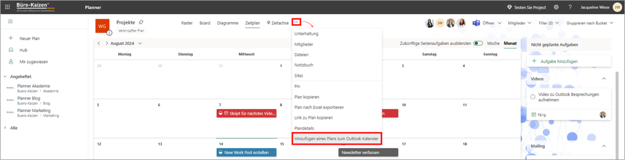 Ressourcenplanung mit dem Microsoft Planner: Tutorial