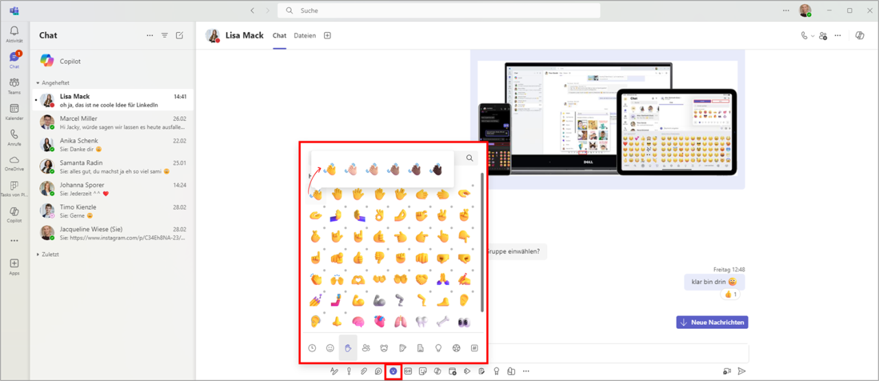 Microsoft Teams: Emojis, GIFs und Memes nutzen