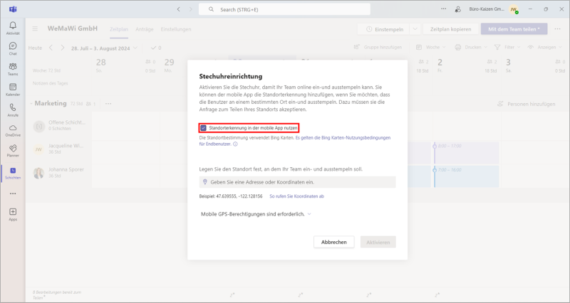 Stechuhr: Zeiterfassung mit der Microsoft Teams-App Schichten