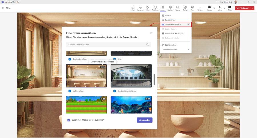 Der Zusammen-Modus in MS Teams: Anleitung und eigener Hintergrund