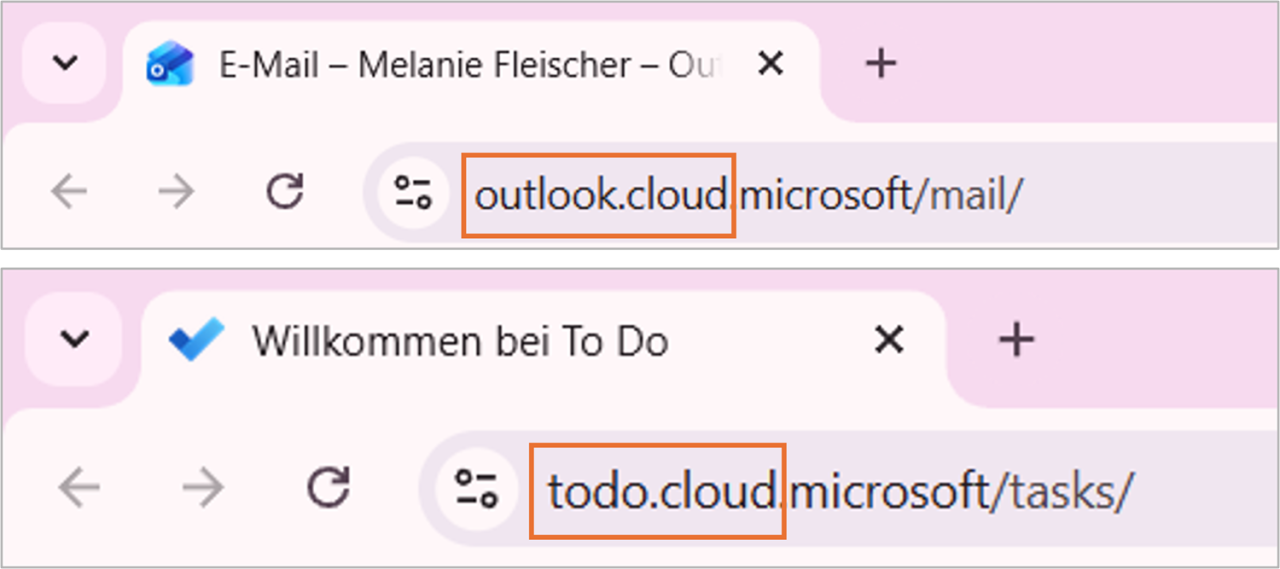 Neue URL für Microsoft Outlook und To Do
