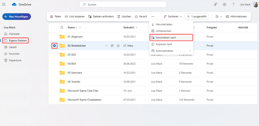 OneDrive Ordner und Dateien verschieben: Anleitung für alle Optionen