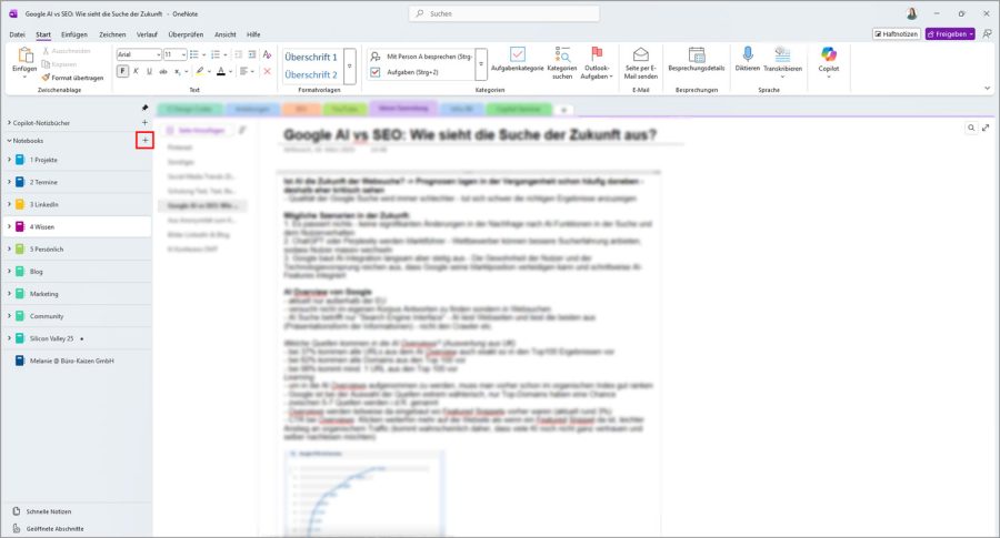 Notizbücher, Abschnitte und Seiten in OneNote archivieren