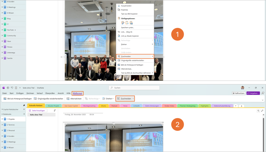 Bilder lassen sich jetzt in OneNote zuschneiden