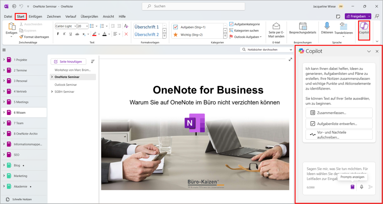 Anleitung für die OneNote-Copilot-KI: Mit Beispielen & Video-Tutorial
