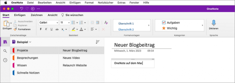 OneNote für Mac (Installation und Anwendung)