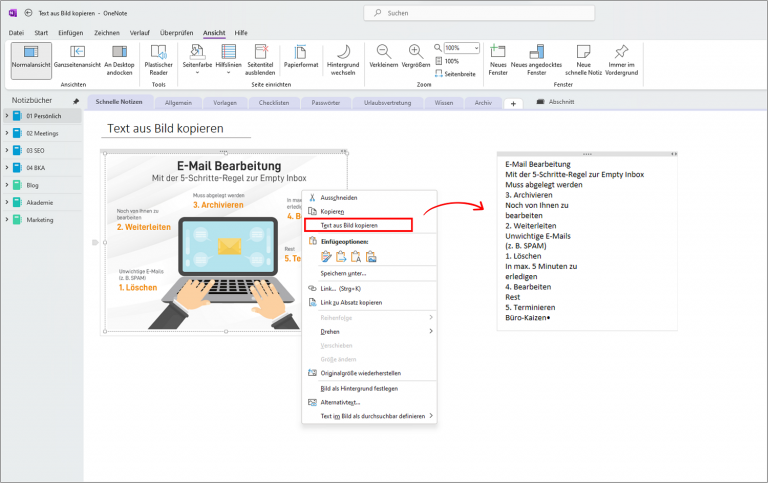 OneNote Inhalte erstellen und einfügen (Anleitungen)