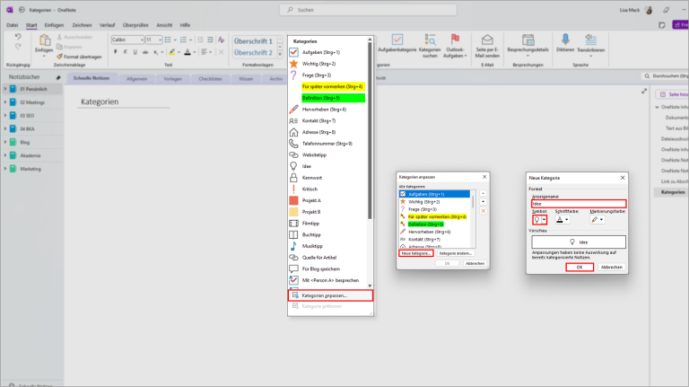 OneNote Kategorien: Mehr Übersicht für Ihre Notizen