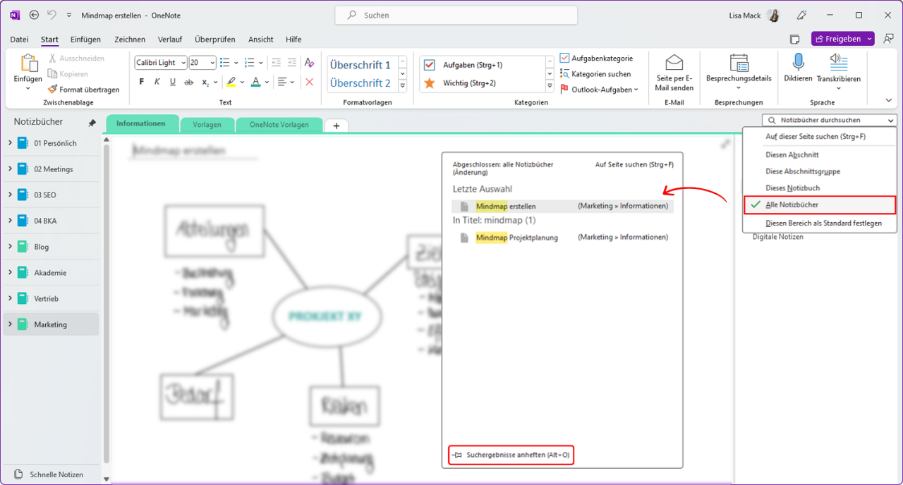Die OneNote Suche: Inkl. PDFs, Handschrift, Bilder, Audio & Video