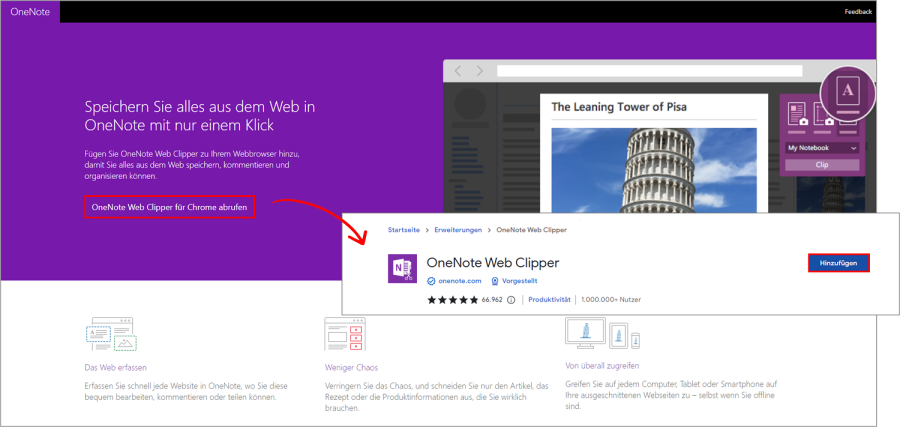OneNote Web Clipper: Webseiten auch offline lesen