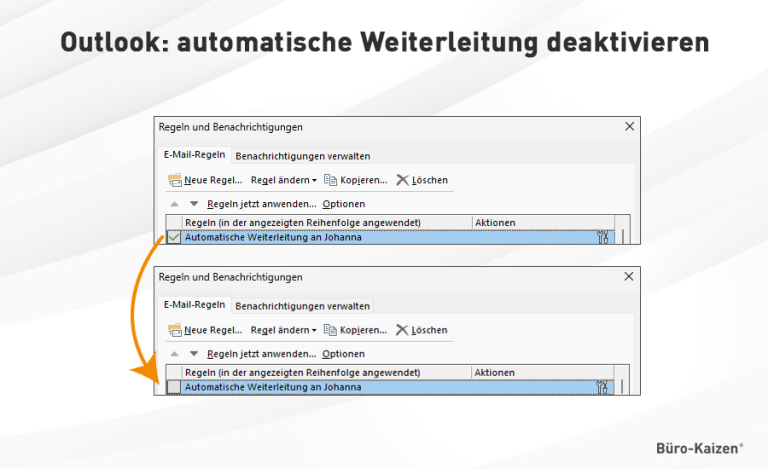 Outlook: Automatische Weiterleitung von Mails (de)aktivieren