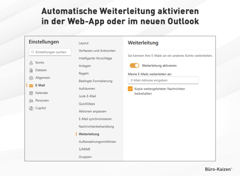 Outlook: Automatische Weiterleitung von Mails (de)aktivieren