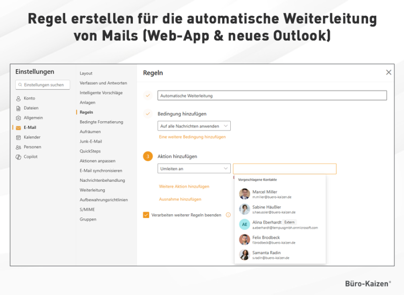 Outlook: Automatische Weiterleitung von Mails (de)aktivieren