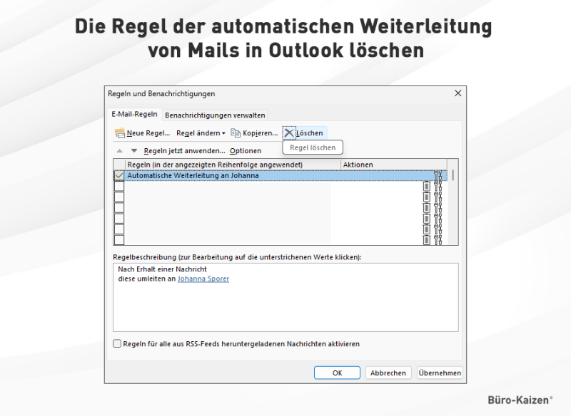 Outlook: Automatische Weiterleitung von Mails (de)aktivieren