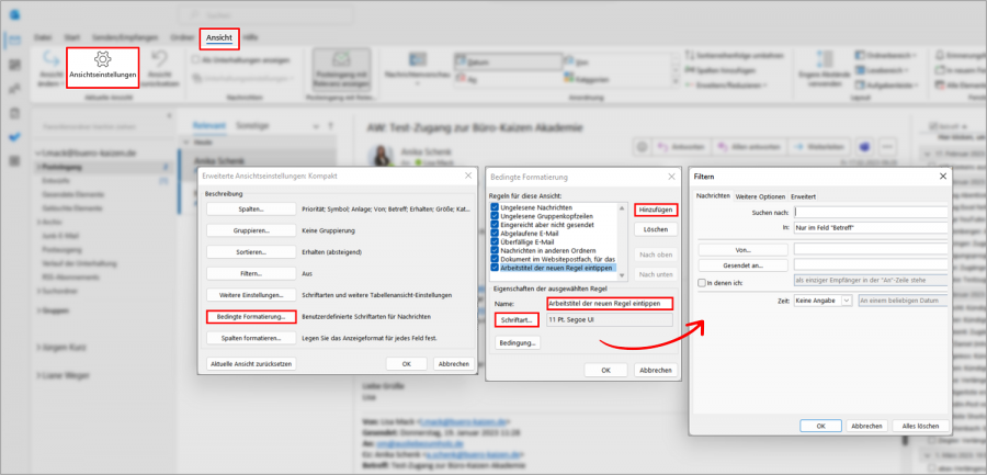 Outlook-Tipp „bedingte Formatierung“: Automatisch farbig markieren
