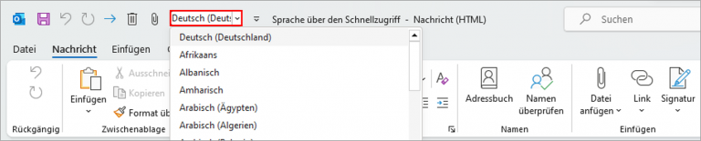 Outlook Sprache ändern und Korrekturhilfe festlegen (Anleitung)