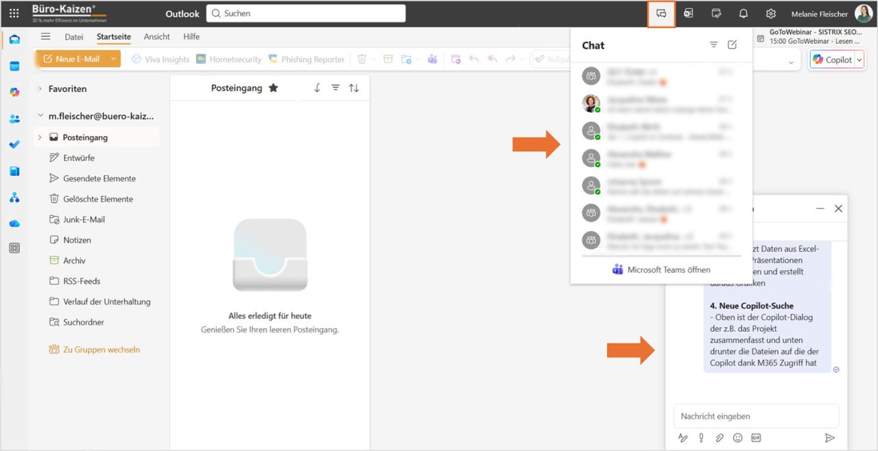 OneNote-Feed und Unterhaltungen in Outlook im Web