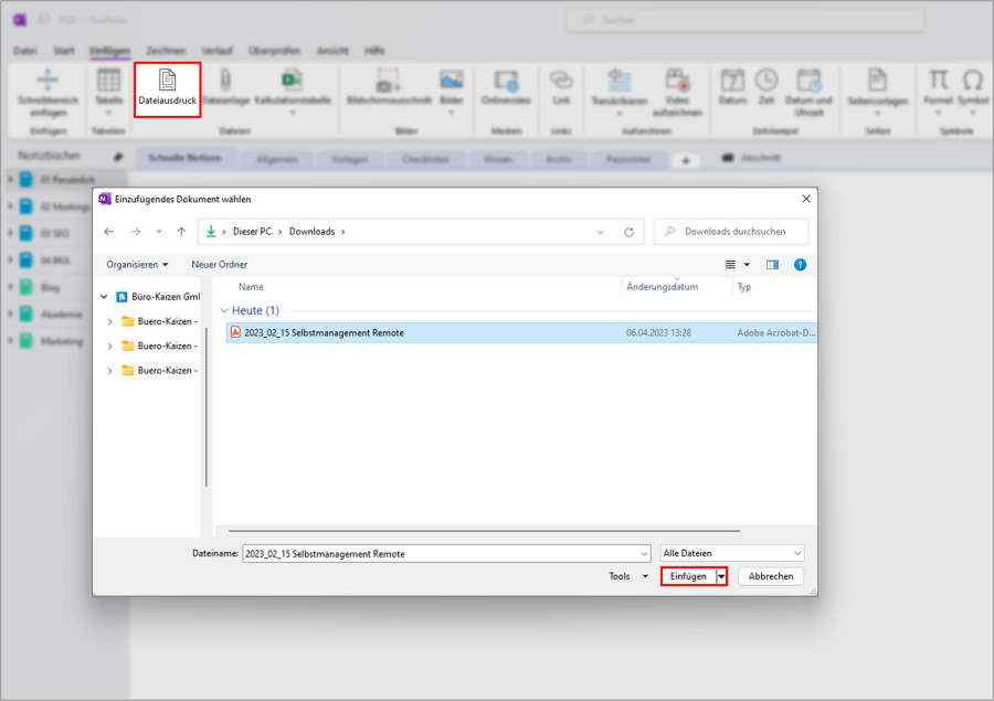PDF-Dateien in OneNote importieren + bearbeiten (Anleitung)