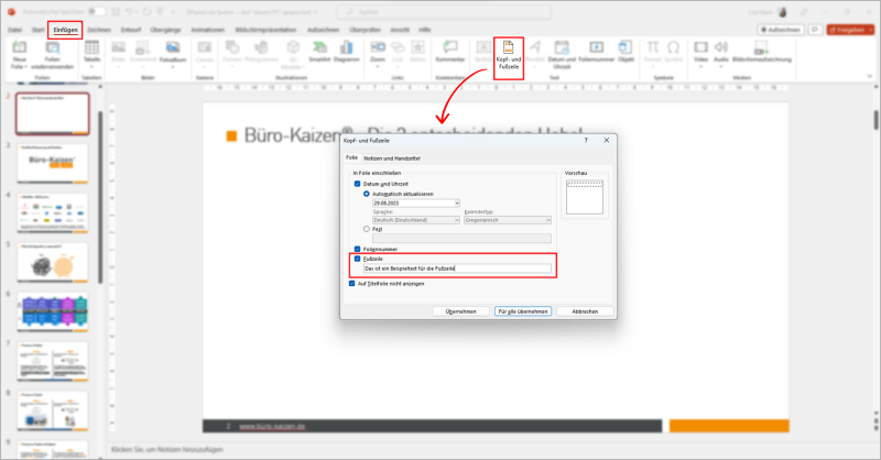 PowerPoint Fußzeile bearbeiten: Alle Optionen inkl. Masterfolie
