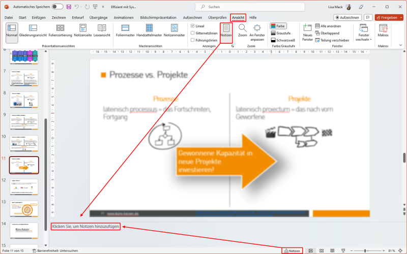 PowerPoint Notizen: Anzeigen, hinzufügen, formatieren & drucken