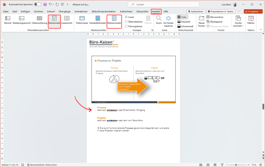 PowerPoint Notizen: Anzeigen, hinzufügen, formatieren & drucken