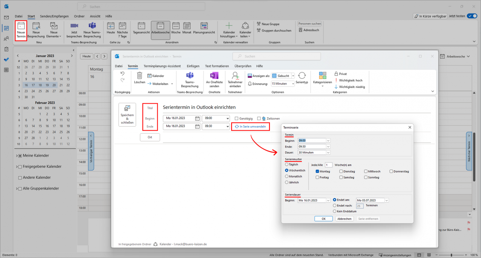 Serientermin in Outlook: Terminserien erstellen, ändern, bearbeiten