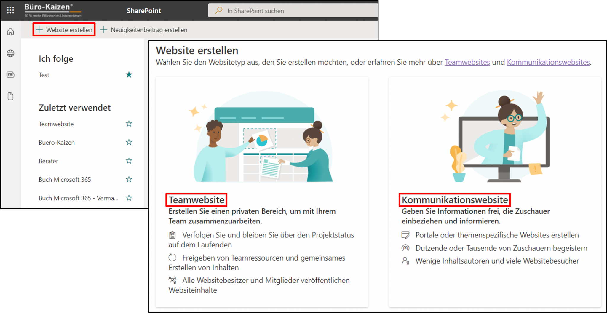 SharePoint Website erstellen: Drei verschiedene Wege
