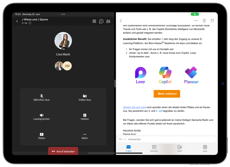 Splitscreen-Ansicht auf iPad oder Android aktivieren & beenden