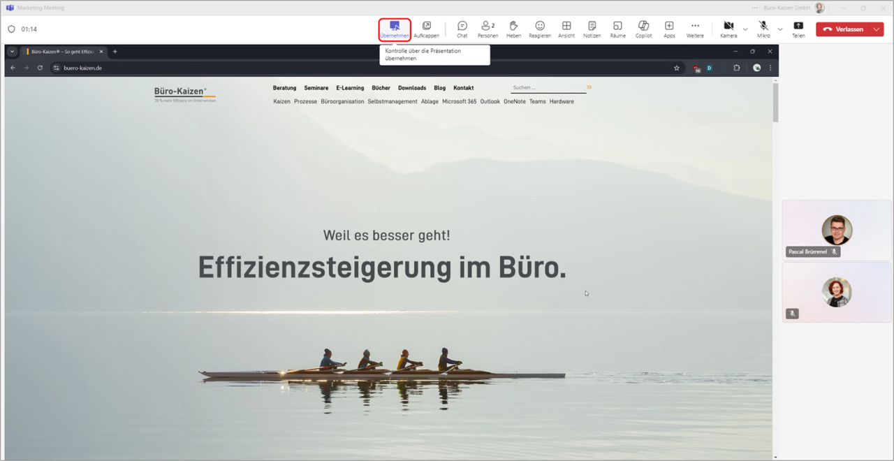 Microsoft Teams: Steuerung anfordern, PC fernsteuern (Remote Control)