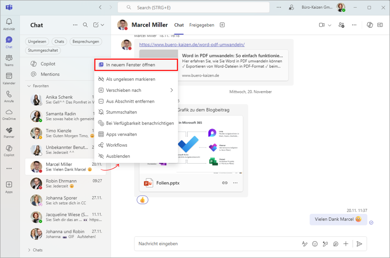 Microsoft Teams: Den Pop-out-Chat richtig nutzen!