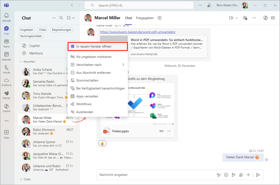 Microsoft Teams: Den Pop-out-Chat richtig nutzen!