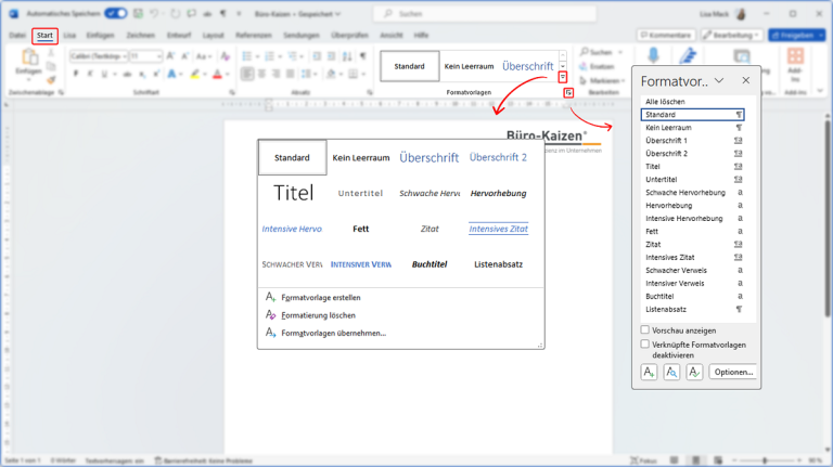 Microsoft Word: Formatvorlagen erstellen, ändern, übertragen